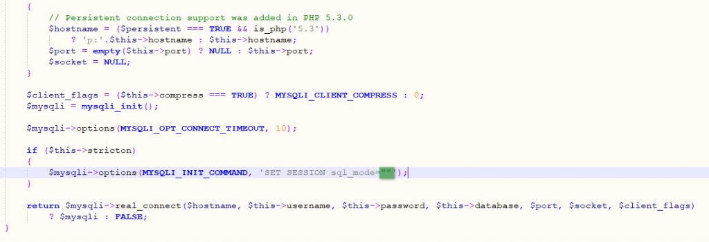 Cài đặt SQL MODE trong Codeigniter (CI) - Nosomovo